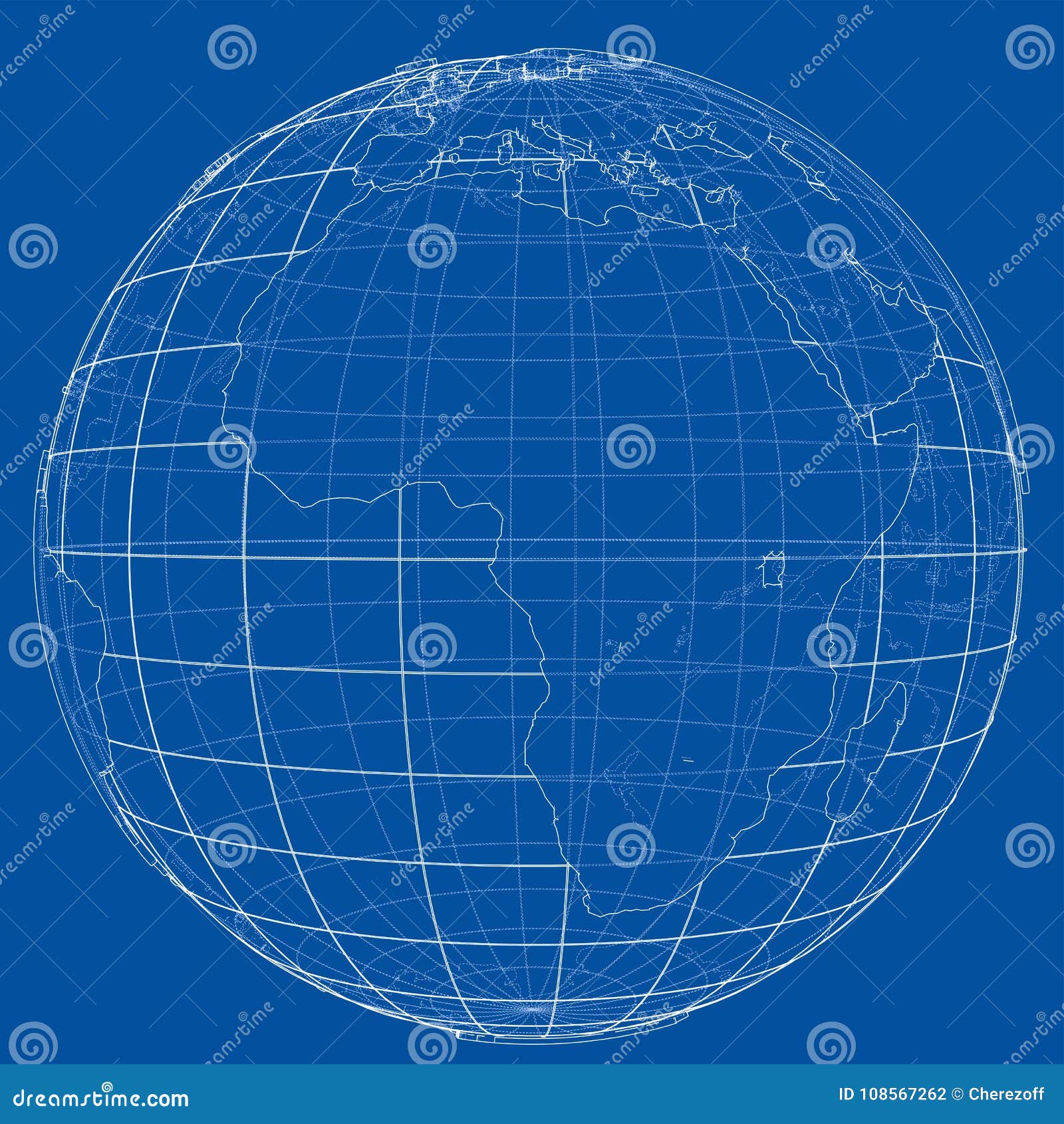 Globe Contour. Vector Rendering of 3d Stock Vector - Illustration of ...
