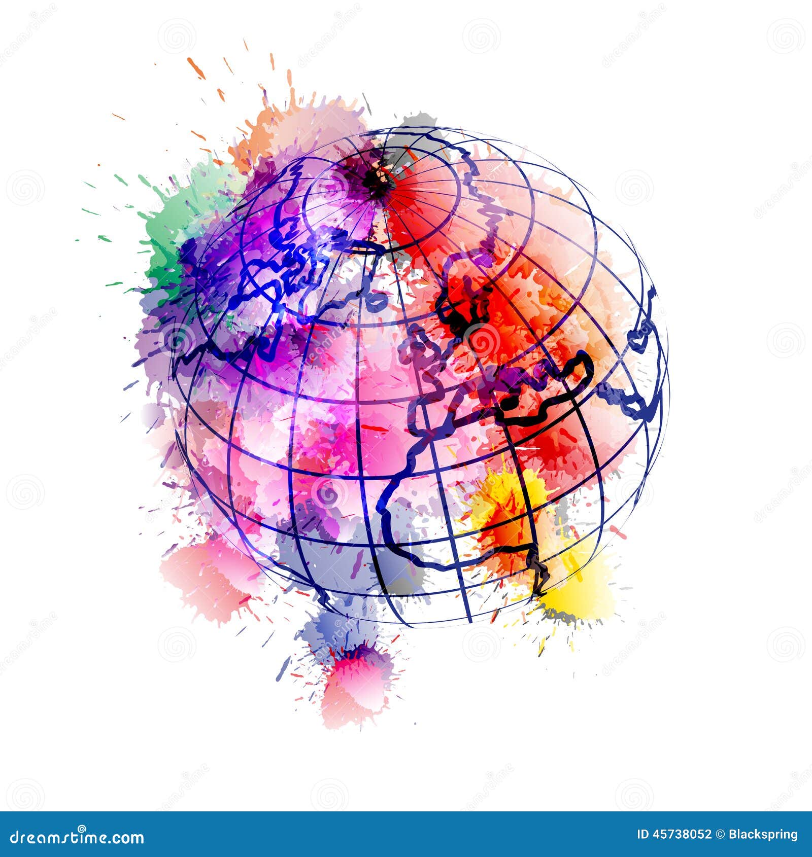 Globe Covered with Colorful Splashes Stock Vector - Illustration of ...