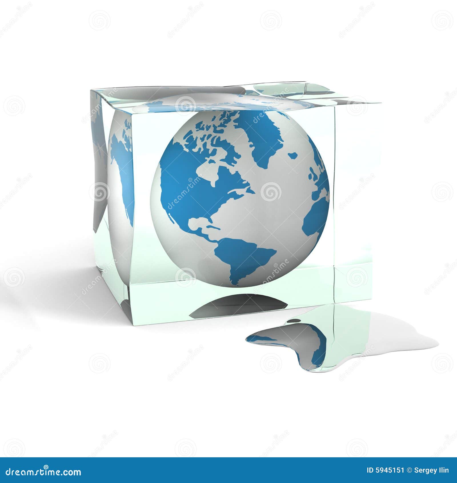 Globe in a cube of an ice. stock illustration. Illustration of eternity ...