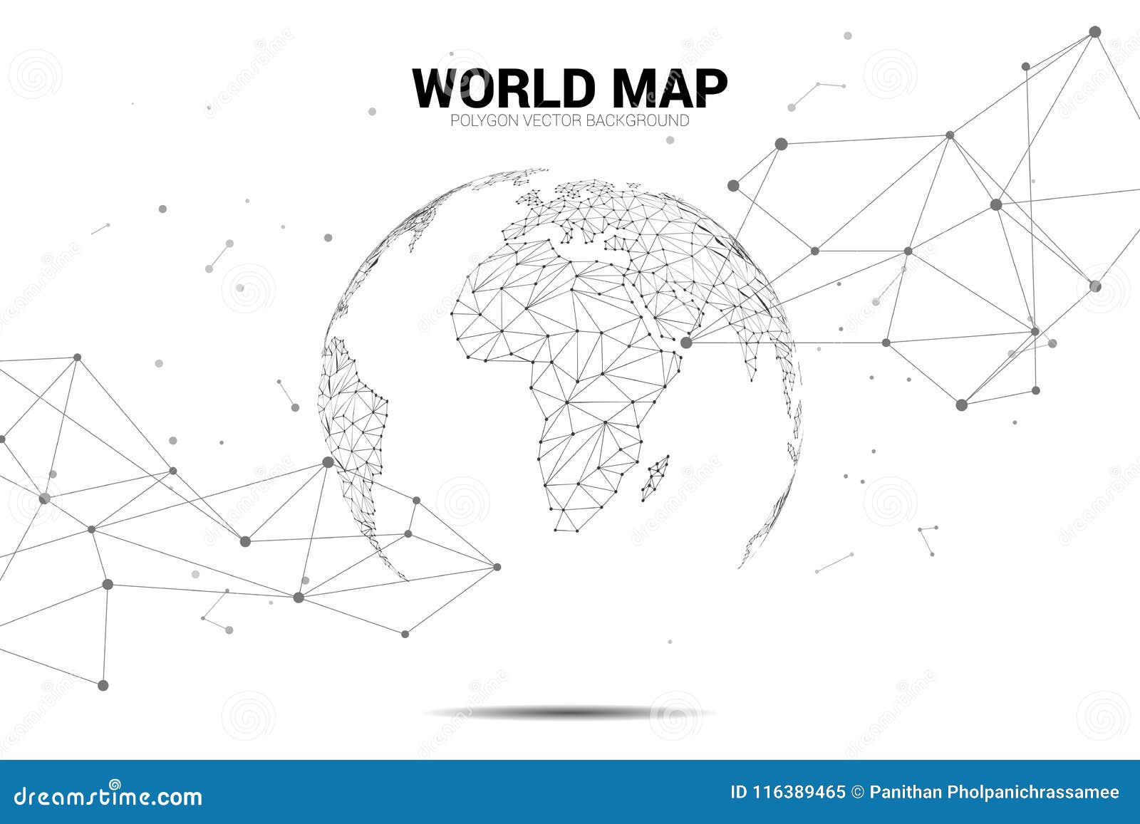 Globe 3D World Map Wireframe Dot Connect Line Polygon : Concept of ...