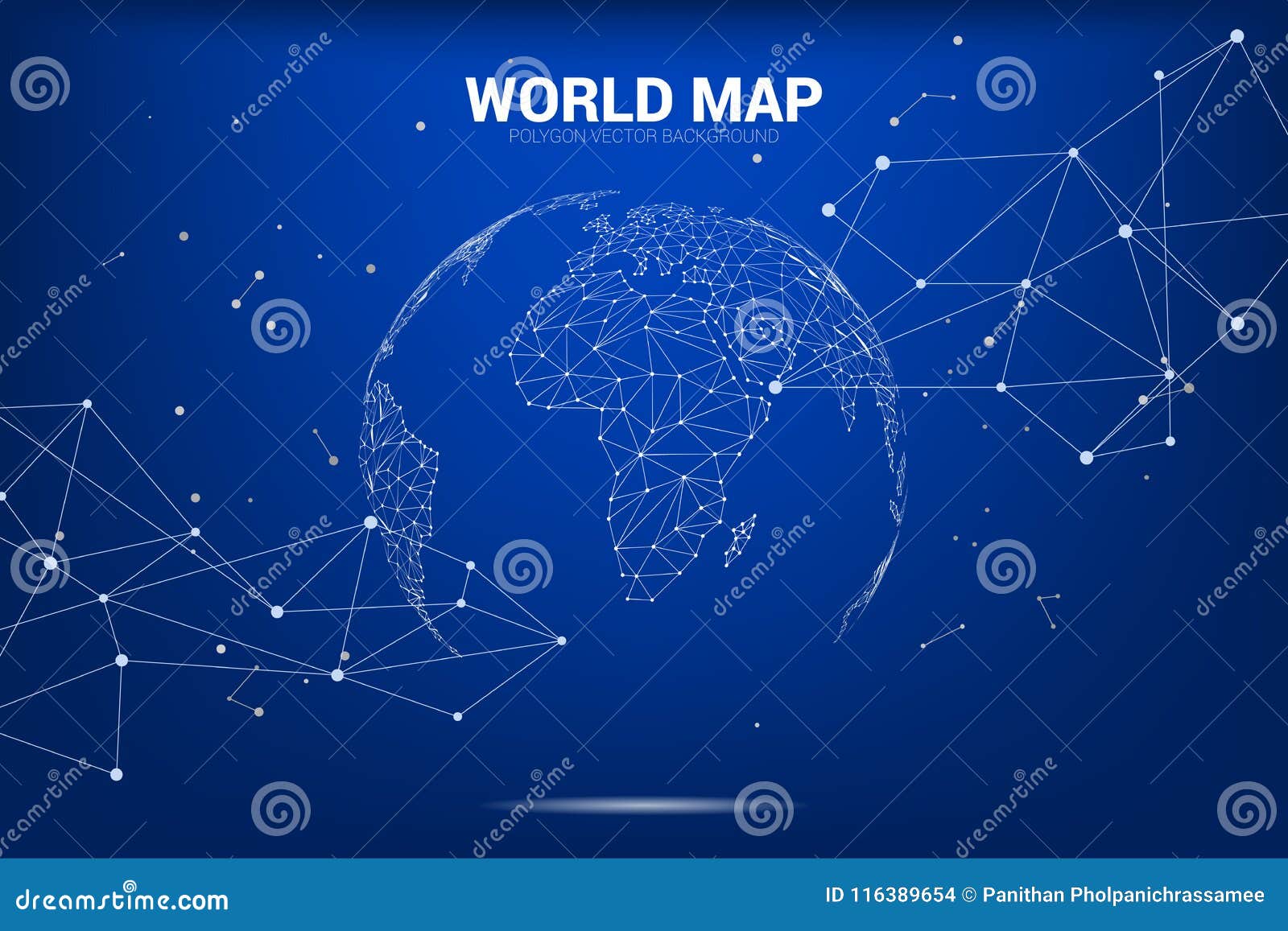 Globe 3D World Map Wireframe Dot Connect Line Polygon : Concept of ...