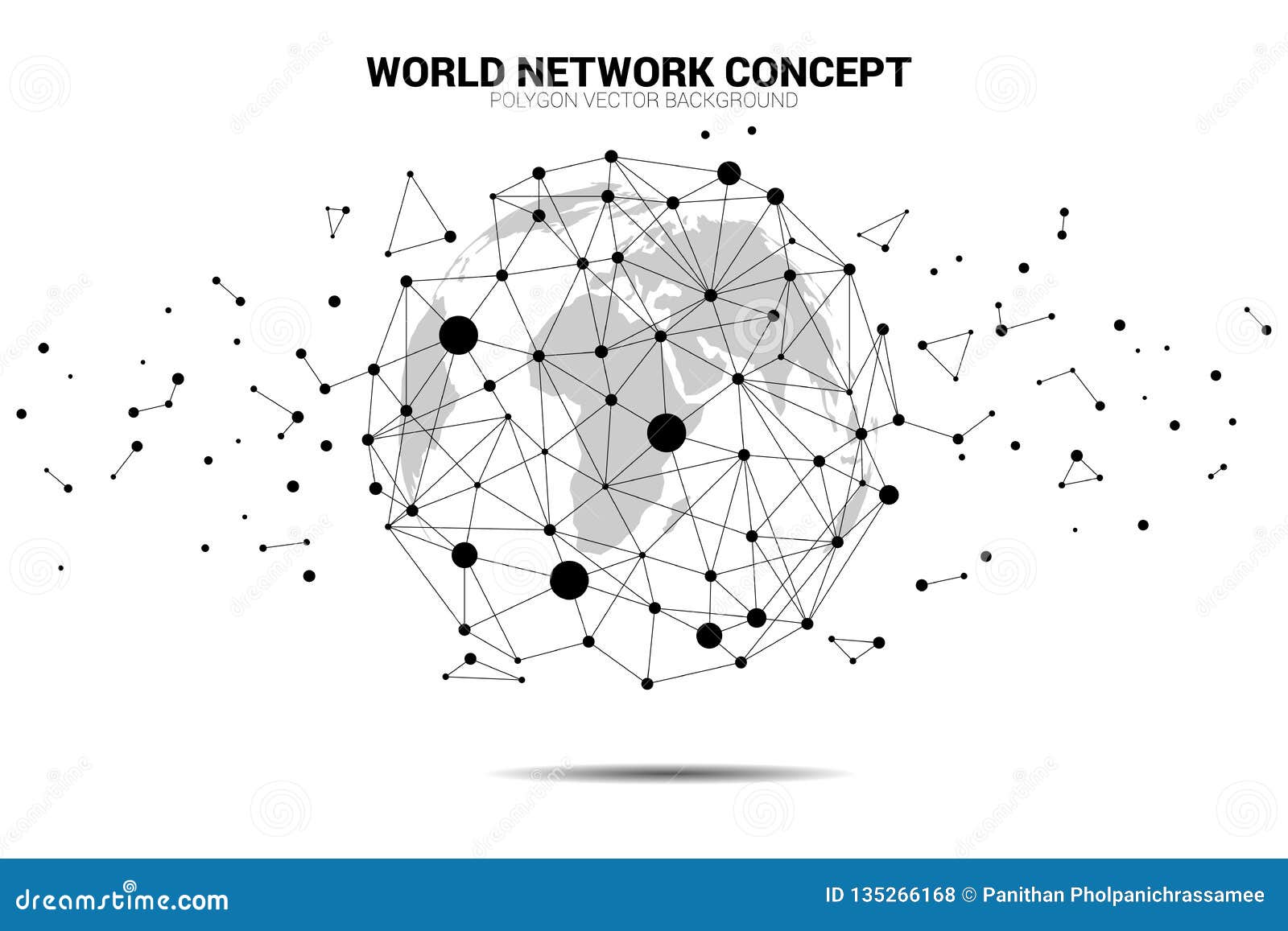 Globe 3D World Map Wireframe Dot Connect Line Polygon. Stock ...