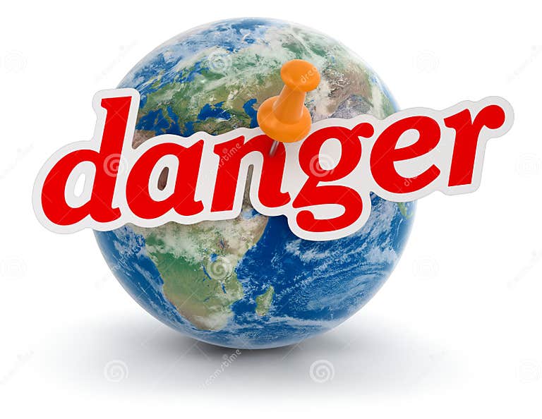Globe and Danger (clipping Path Included) Stock Illustration ...