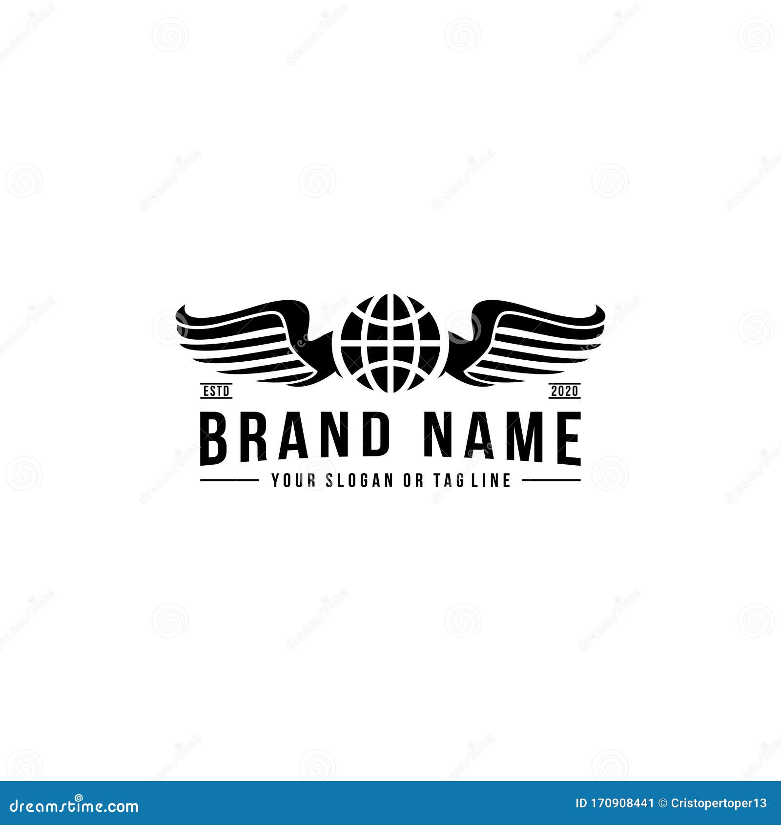 Globe Design Logo and Wing Vector Stock Vector - Illustration of logo ...