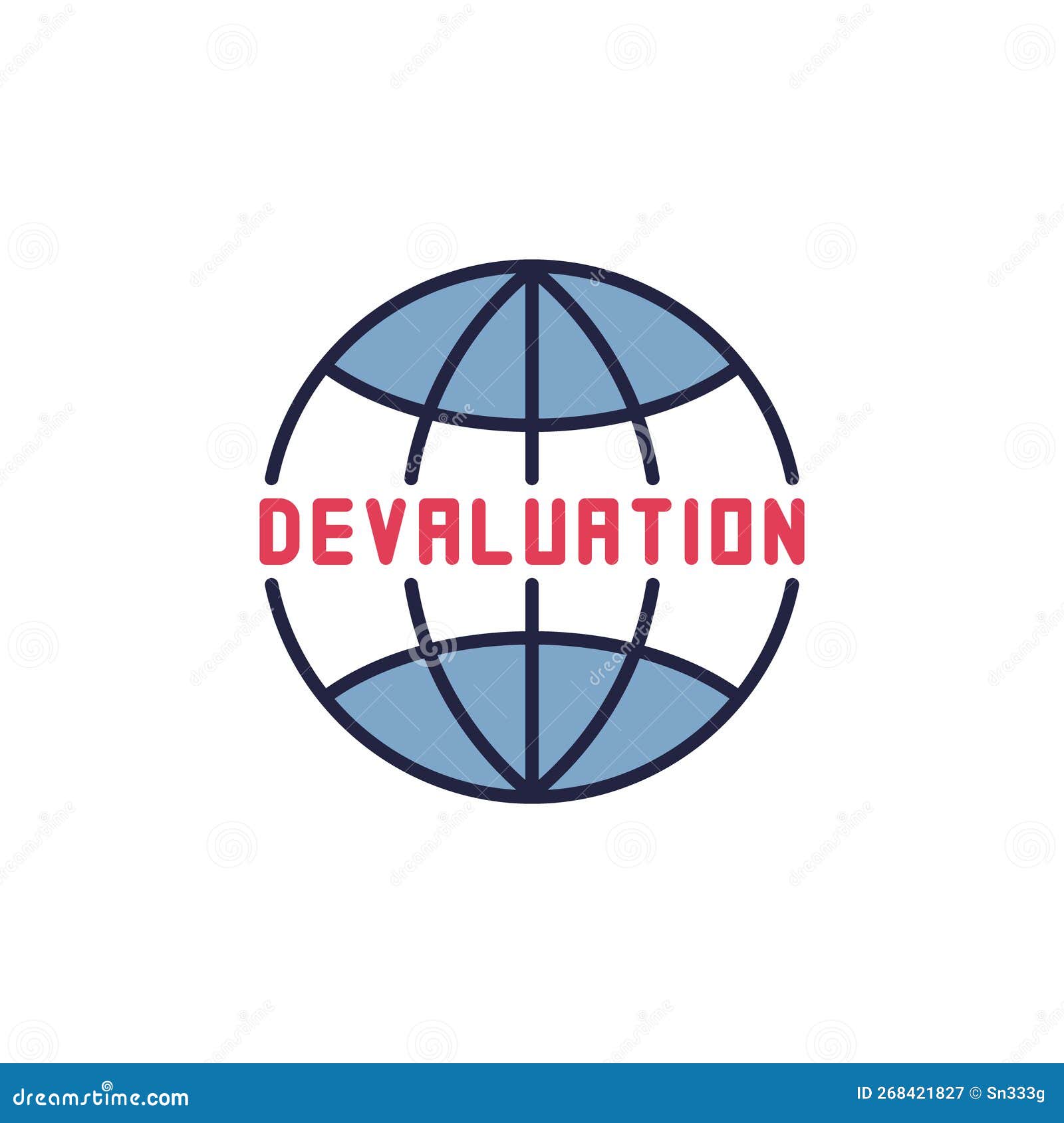 Globe with Devaluation Word Vector Currency Depreciation Colored Icon ...