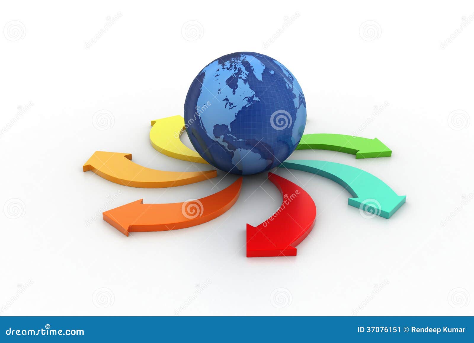 Globe with Different Direction of Arrows Stock Illustration ...