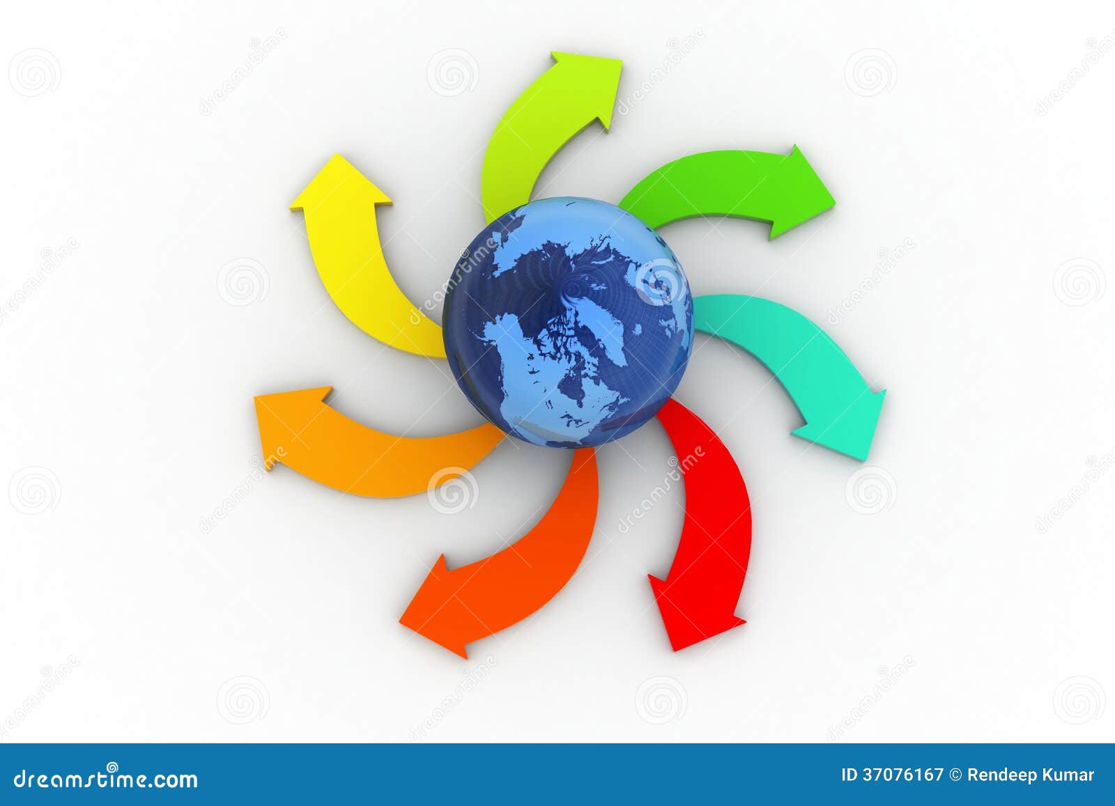 Globe with Different Direction of Arrows Stock Illustration ...
