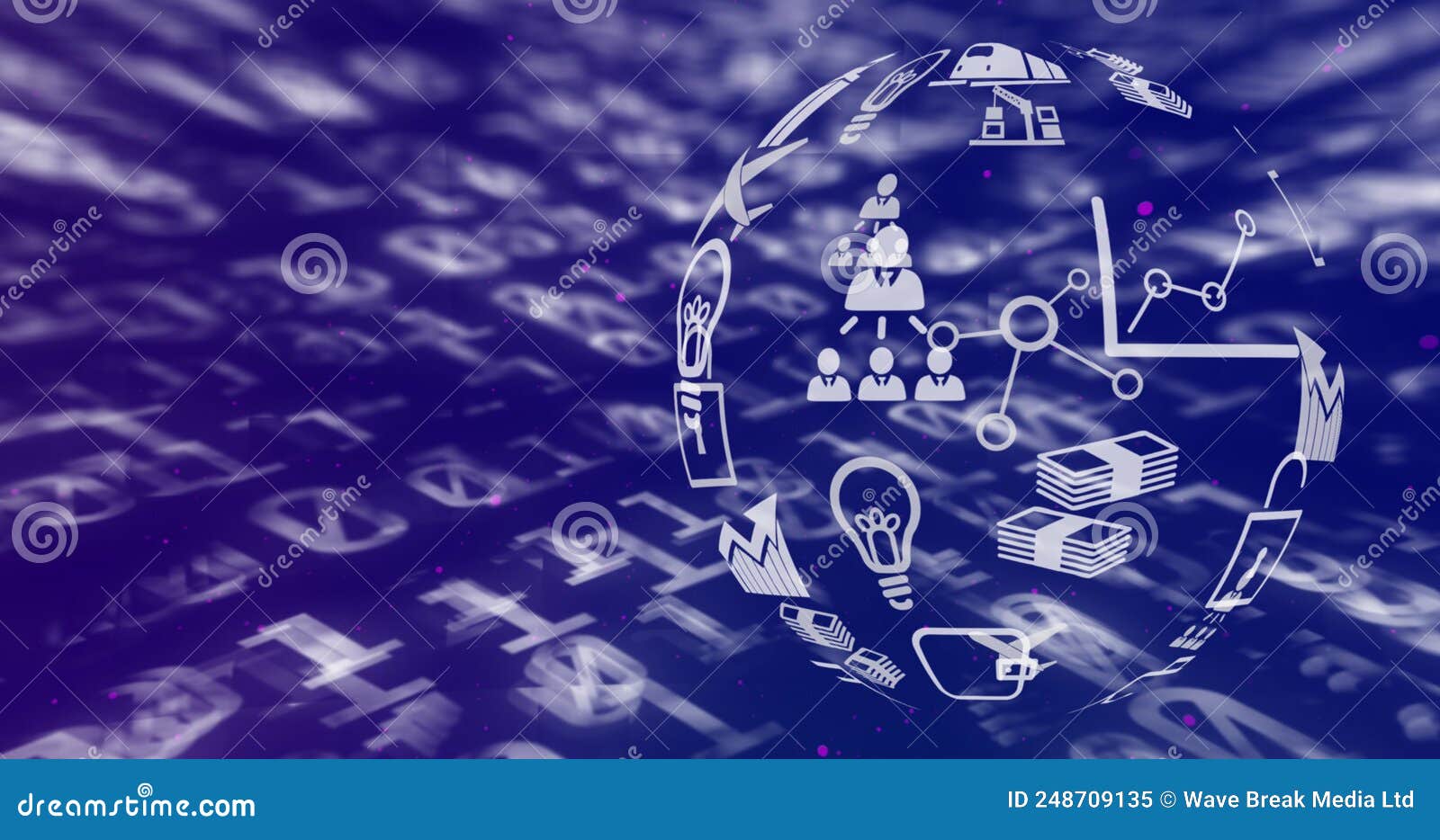 Globe of Digital Icons Spinning Against Binary Coding Data Processing ...