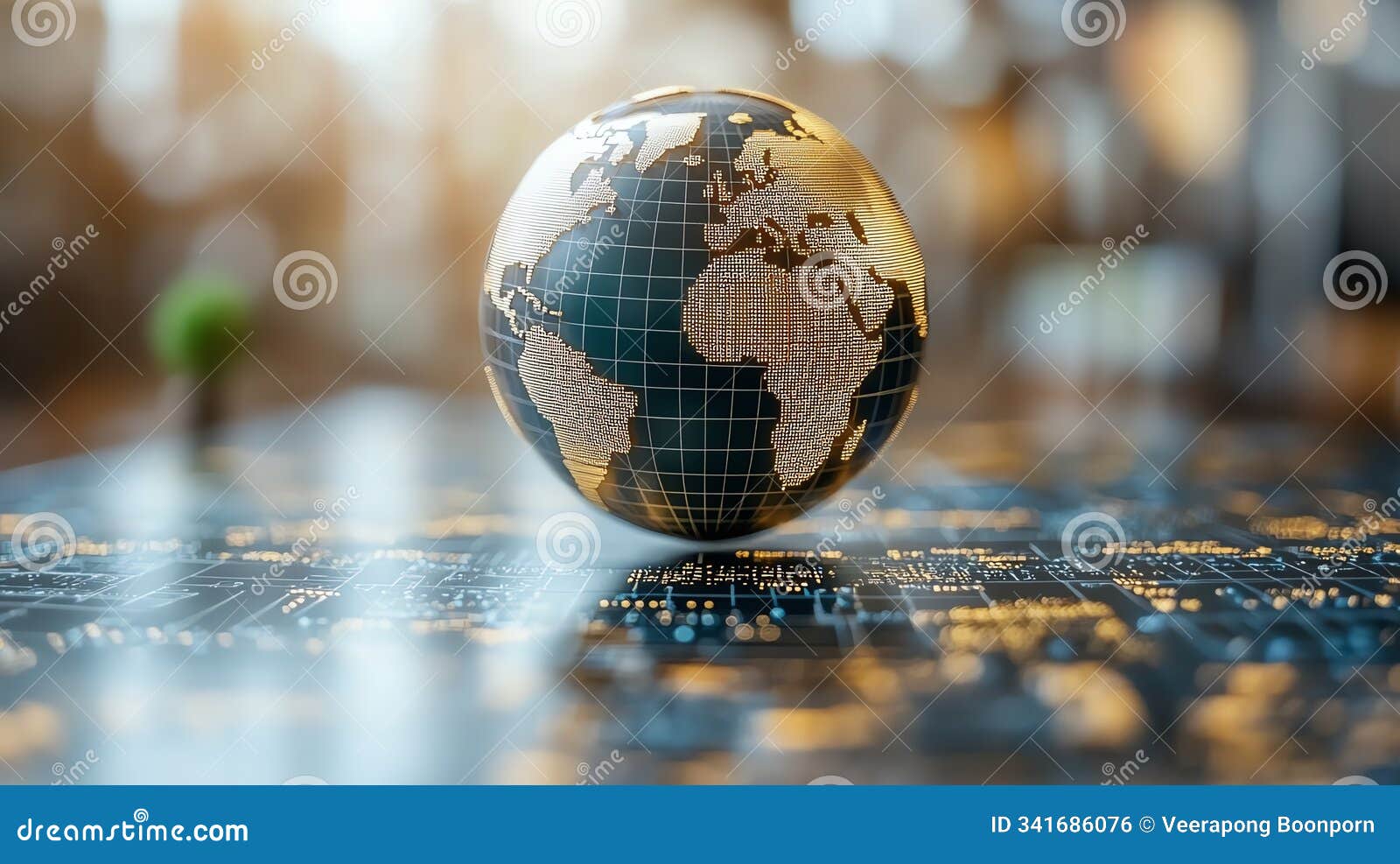 Globe on a Digital Map Showcasing World Geography and Travel ...