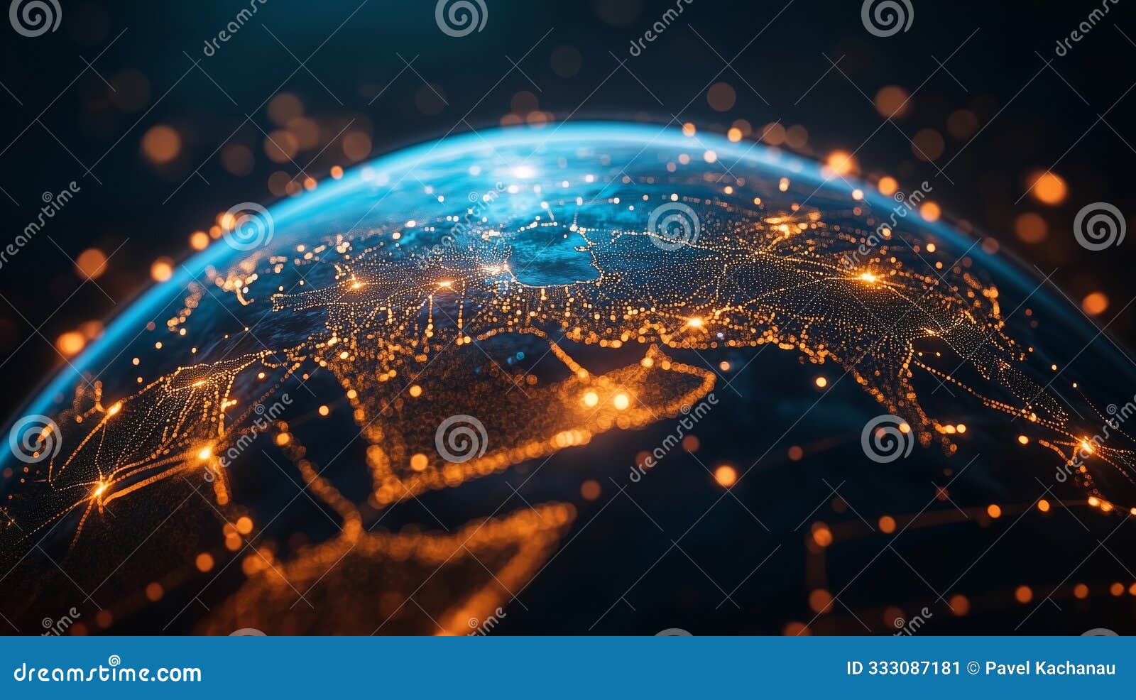 The Globe Displays Bright Flight Routes Connecting Various Global ...