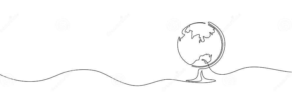Globe Drawn in One Line on a White Background. Stock Vector ...