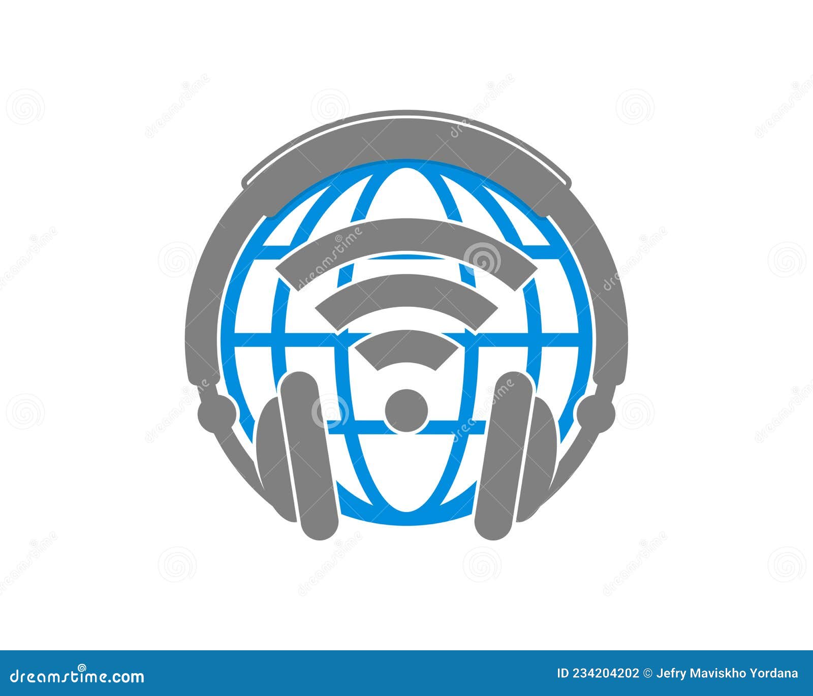 Globe with Earphone and Internet Connection Logo Stock Illustration ...
