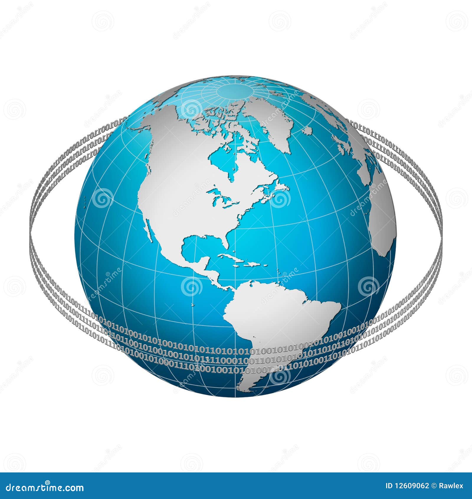 Globe Earth with Binary Code Ring, America Centric Stock Illustration ...