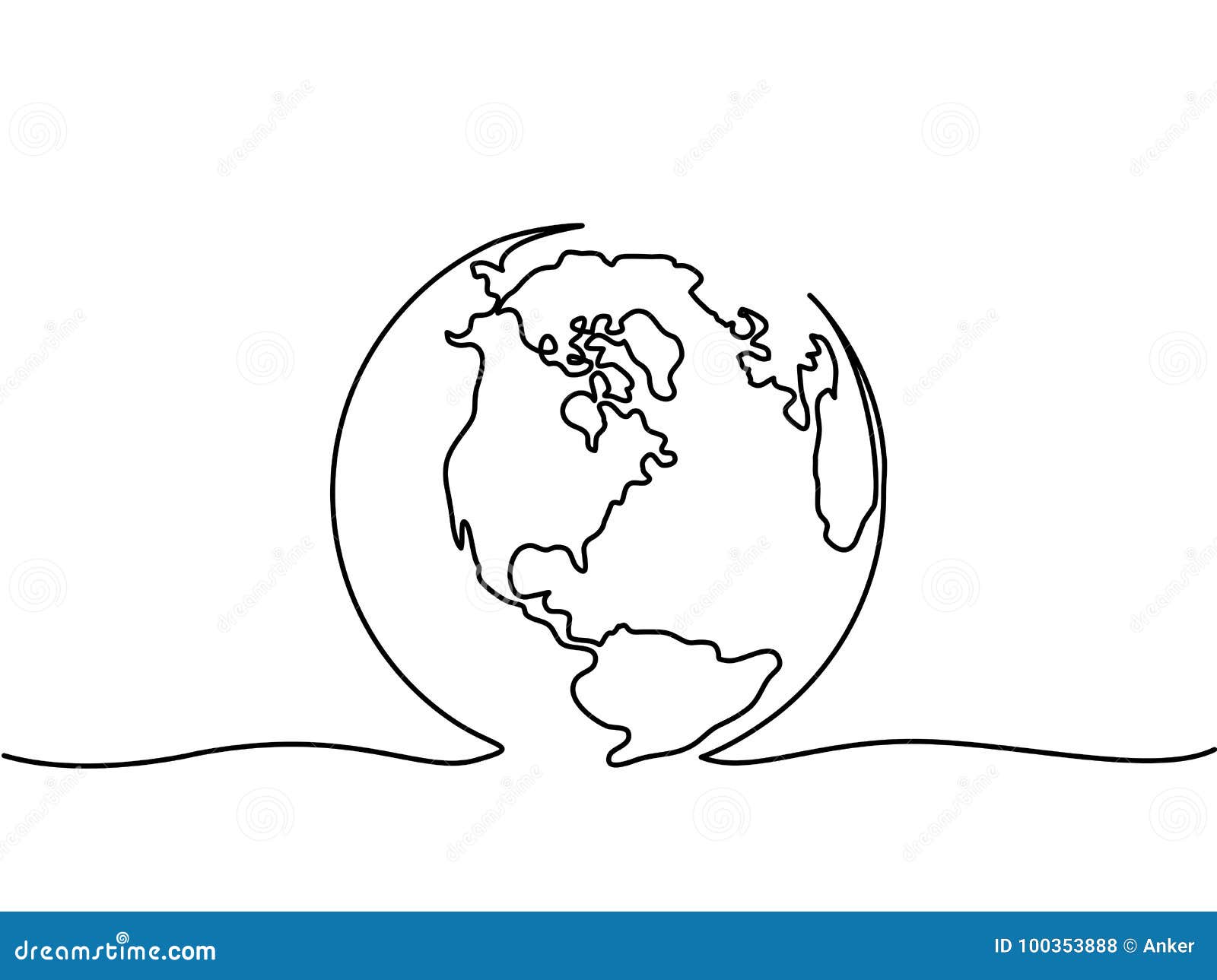Continuous Earth Line Drawing Symbol. World Map One Line Art. Vector ...