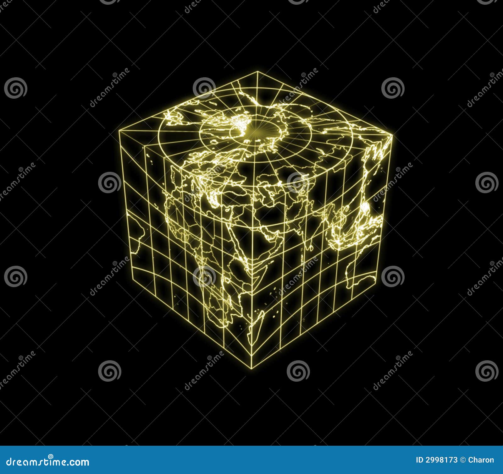 Globe Earth Cubic Light Map Outline Stock Illustration - Illustration ...