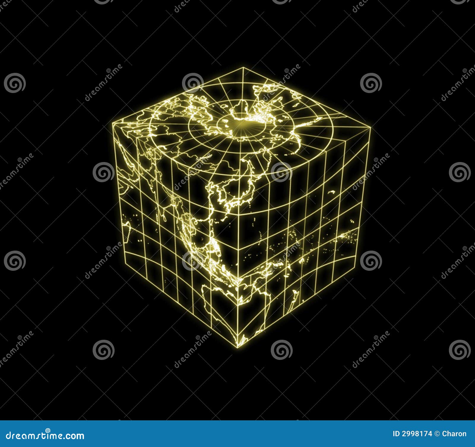 Globe Earth Cubic Light Map Outline Stock Illustration | CartoonDealer ...
