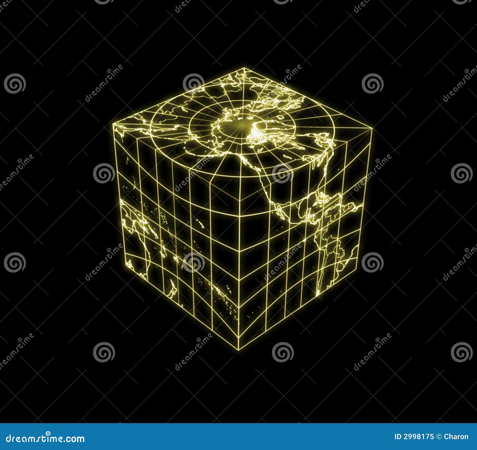 Globe Earth Cubic Light Map Outline Royalty-Free Cartoon ...