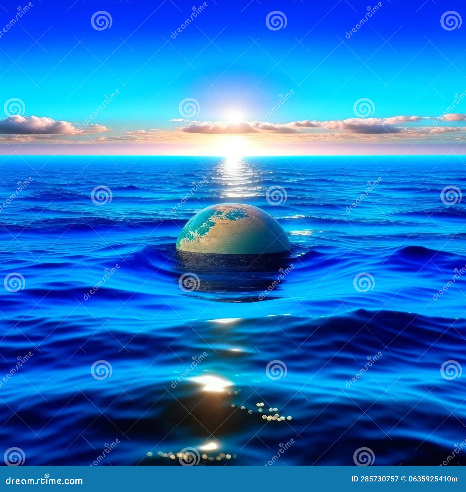 Globe Earth Floats in Water. Stock Illustration - Illustration of fresh ...