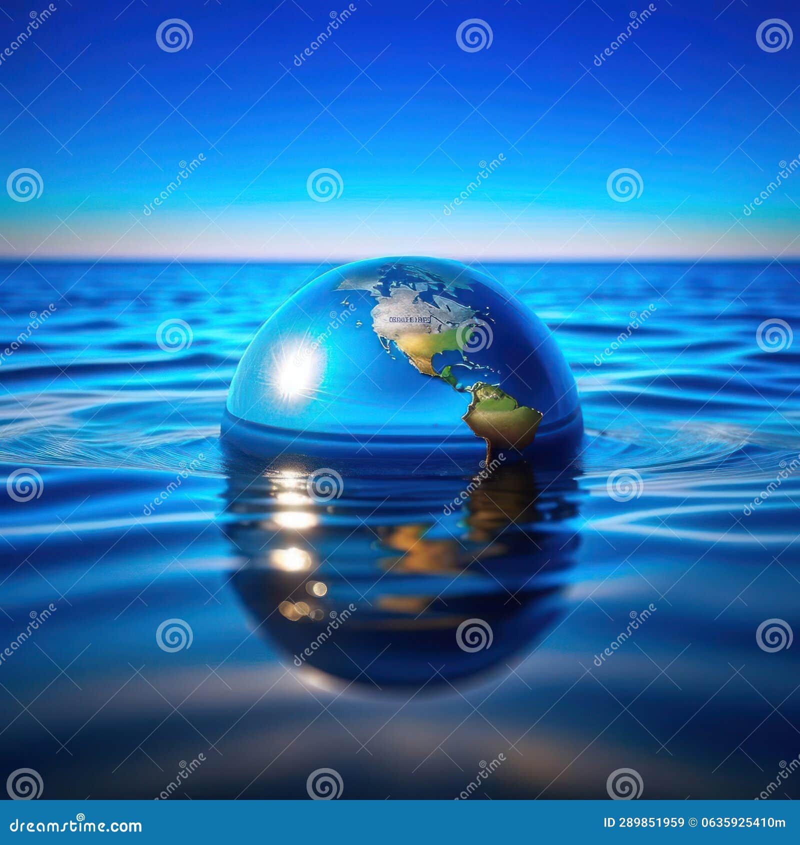 Globe Earth Floats in Water. Stock Illustration - Illustration of ocean ...