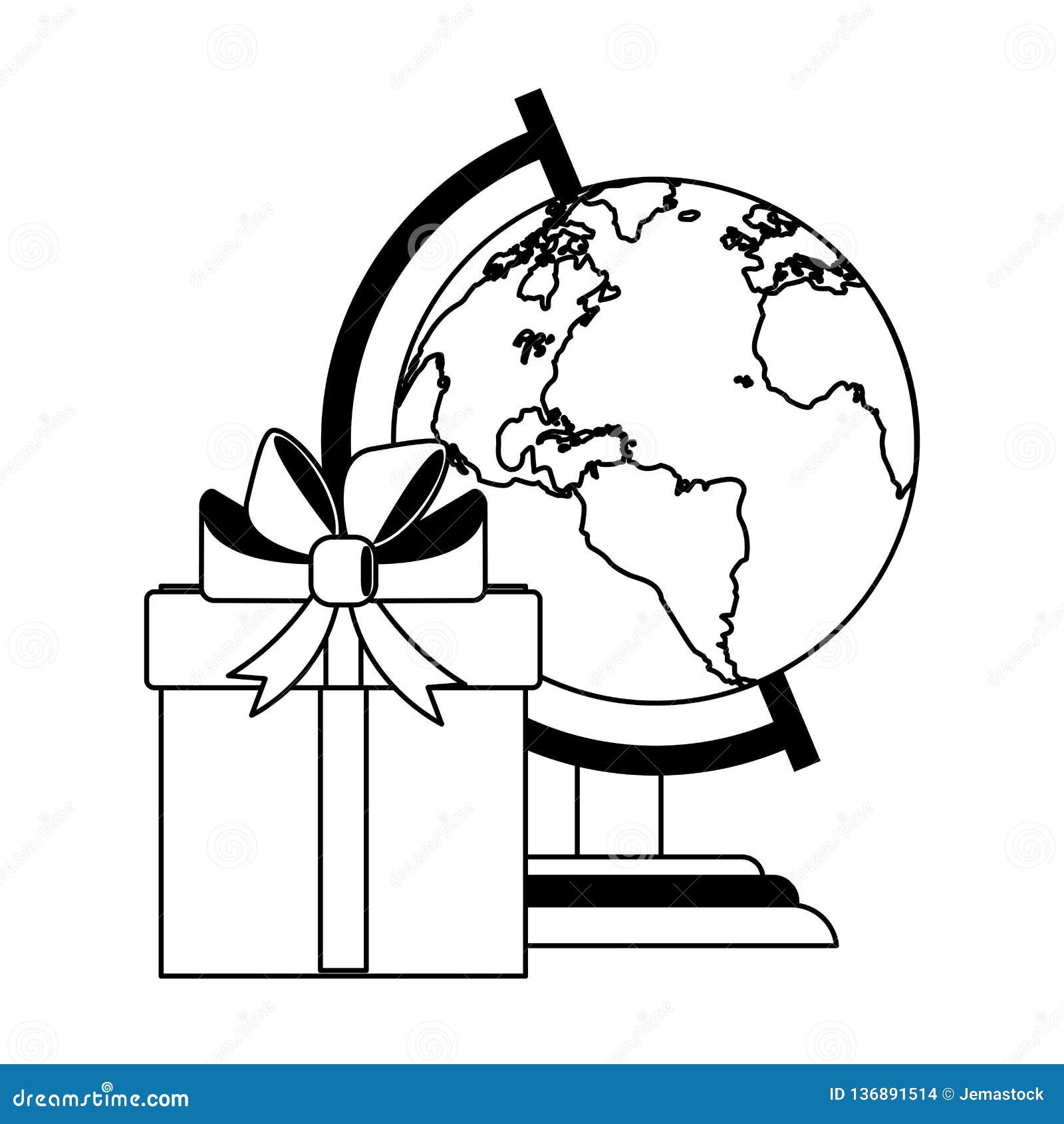 Globe earth and gift box stock vector. Illustration of package - 136891514