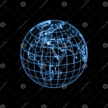 Globe Earth Glowing Light Map Outline Stock Illustration - Illustration ...