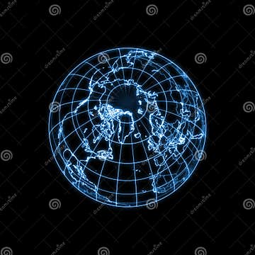 Globe Earth Glowing Light Map Outline Stock Illustration - Illustration ...