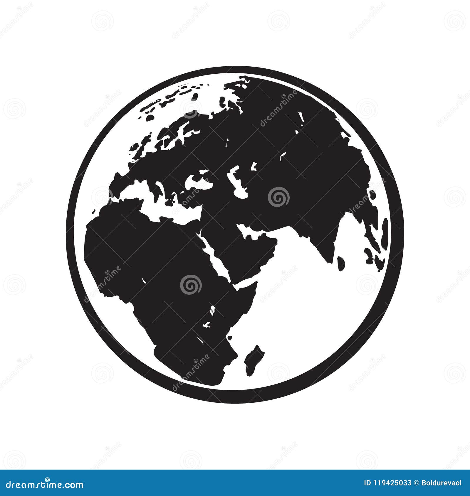 World Globe Vector Black And White