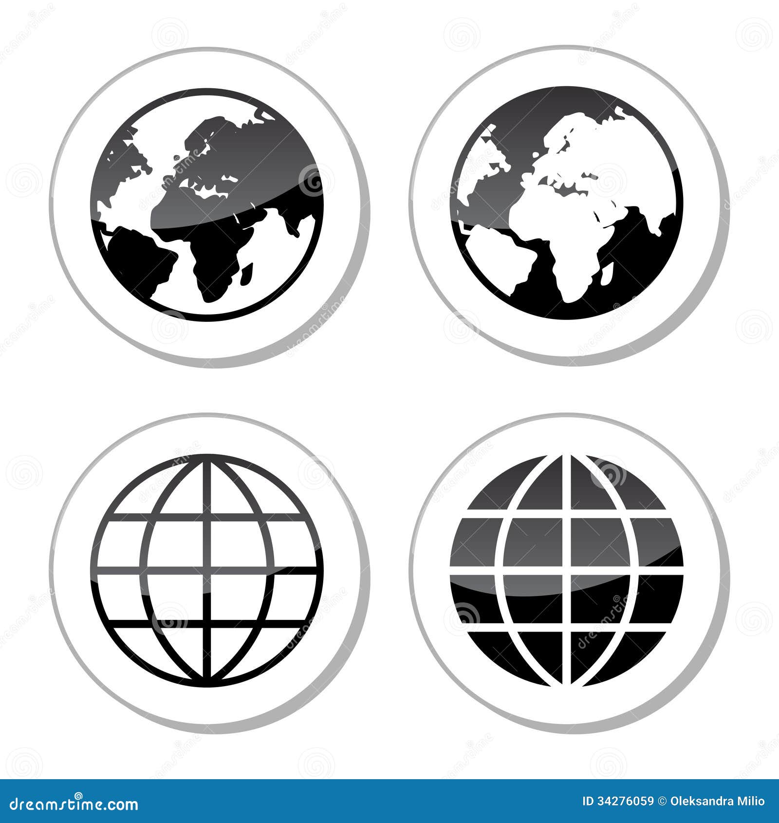 Earth Set Icons, 3D Globes With World Maps, Set Earth Globe Hemispheres ...