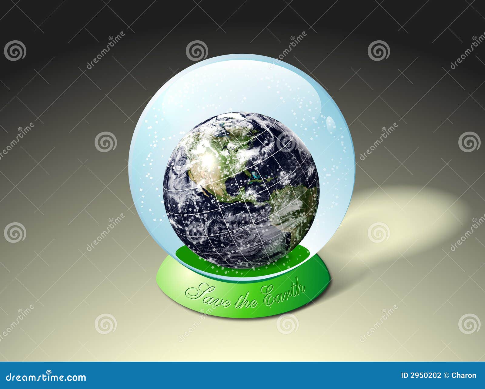 Globe Earth Inside Water Glass Ball Stock Illustration - Illustration ...