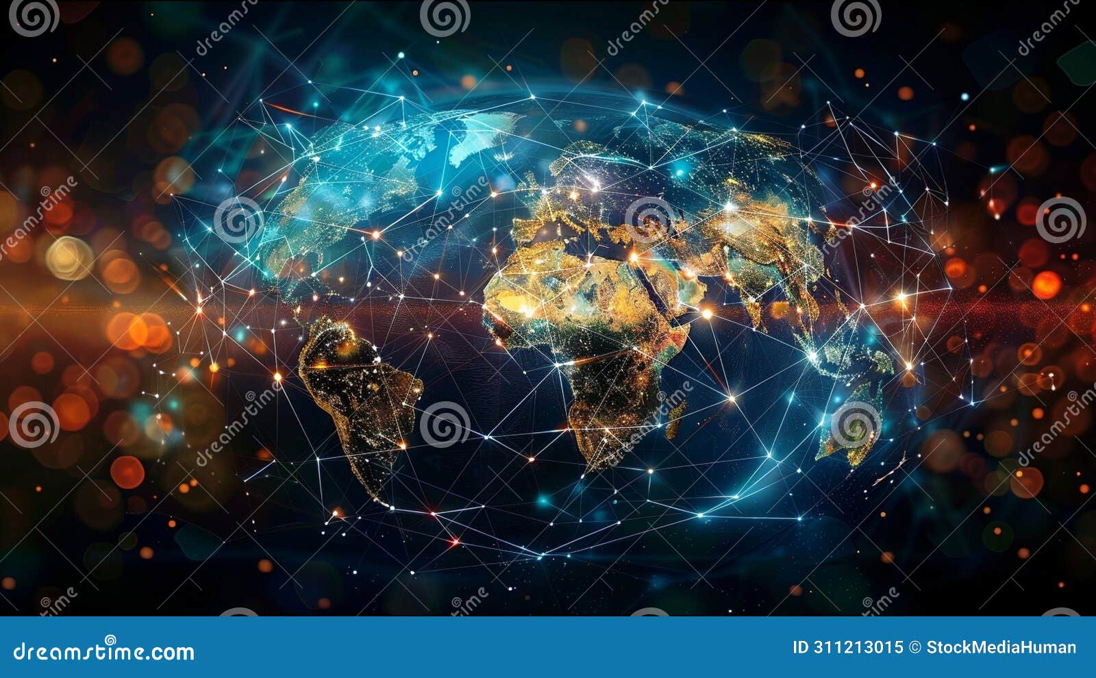 Globe Earth Interconnected Global Visualization Whole Planet Stock ...