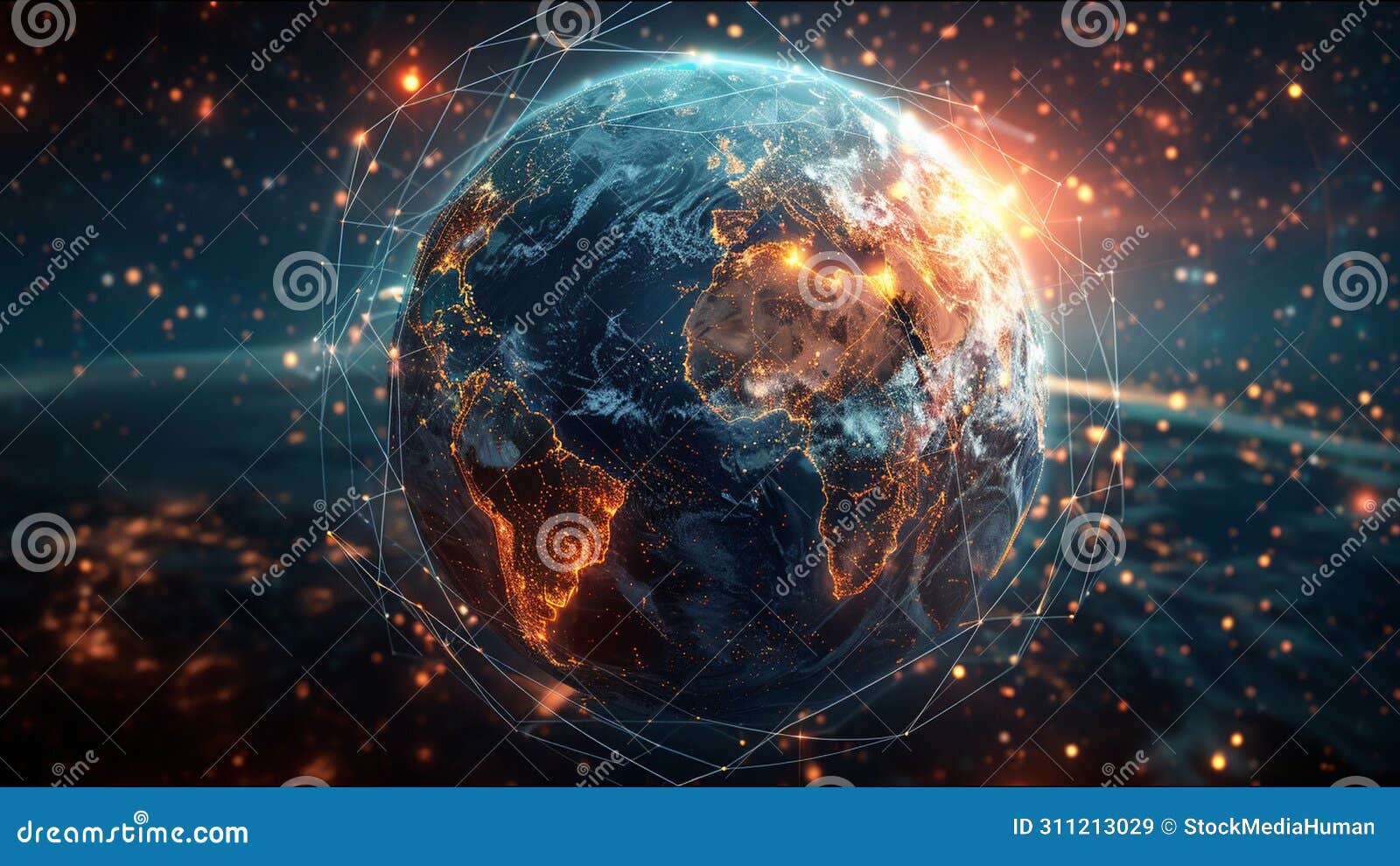 Globe Earth Interconnected Global Visualization Whole Planet Stock ...