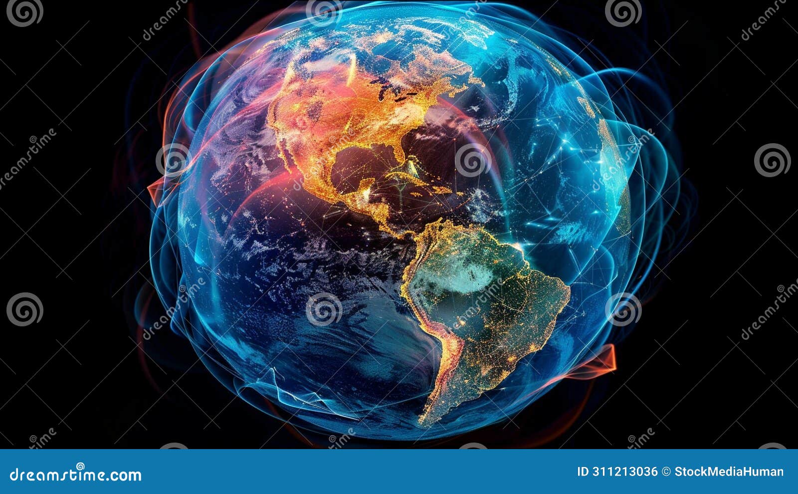 Globe Earth Interconnected Global Visualization Whole Planet Stock ...