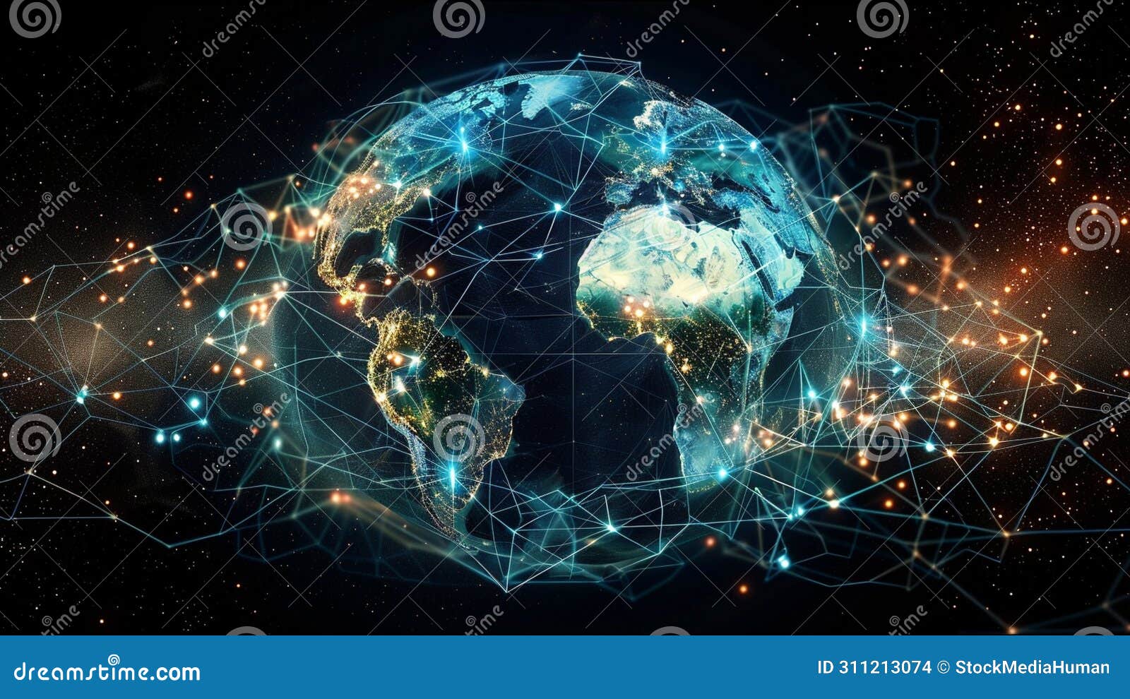 Globe Earth Interconnected Global Visualization Whole Planet Stock ...