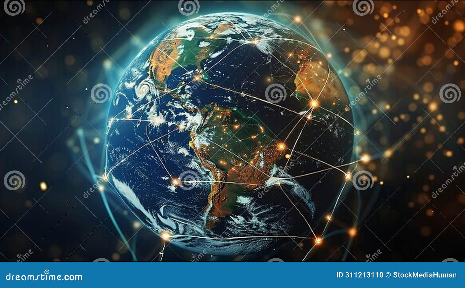 Globe Earth Interconnected Global Visualization Whole Planet Stock ...