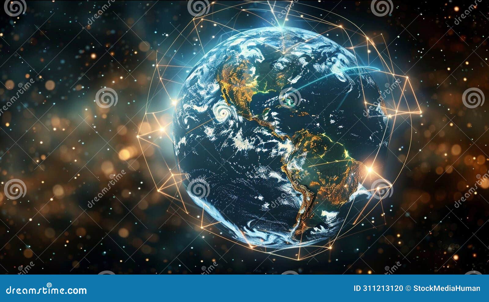 Globe Earth Interconnected Global Visualization Whole Planet Stock ...