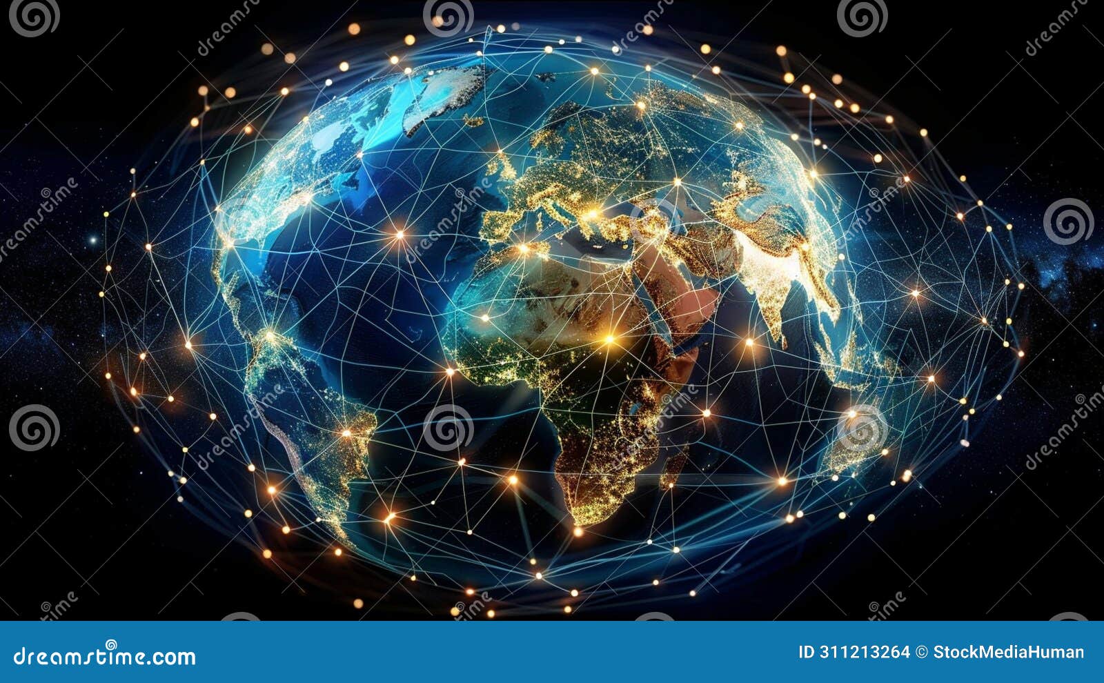 Globe Earth Interconnected Global Visualization Whole Planet Stock ...