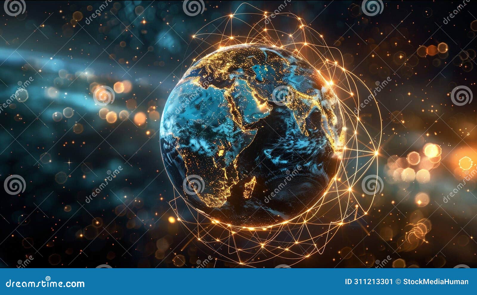 Globe Earth Interconnected Global Visualization Whole Planet Stock ...