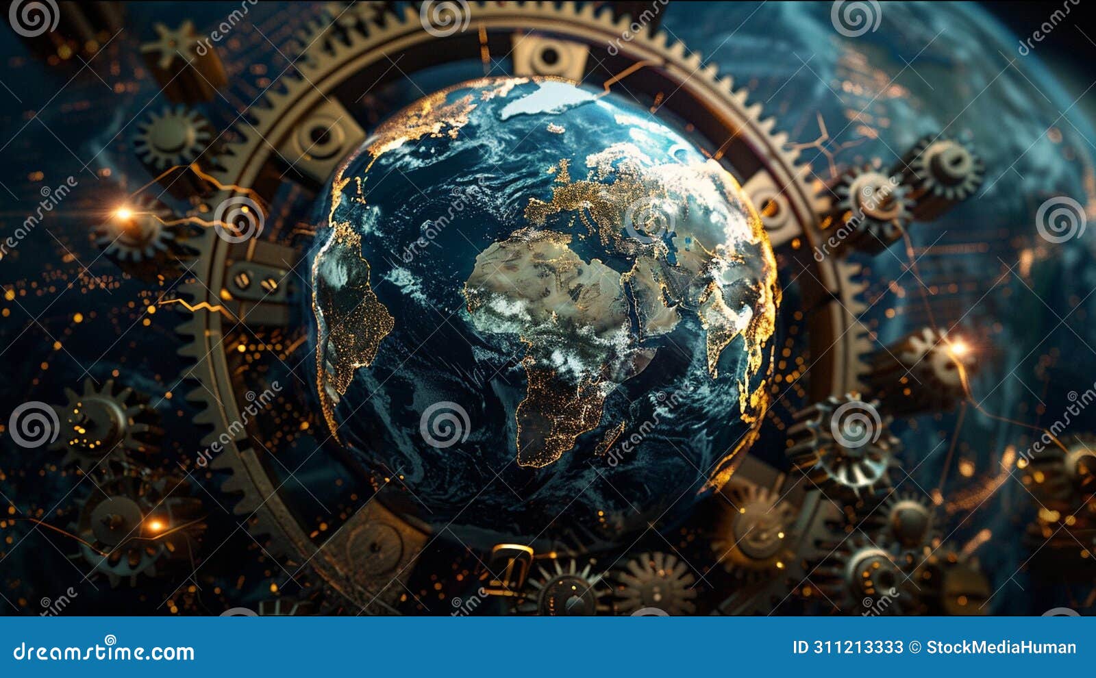 Globe Earth Interconnected Global Visualization Whole Planet Stock ...