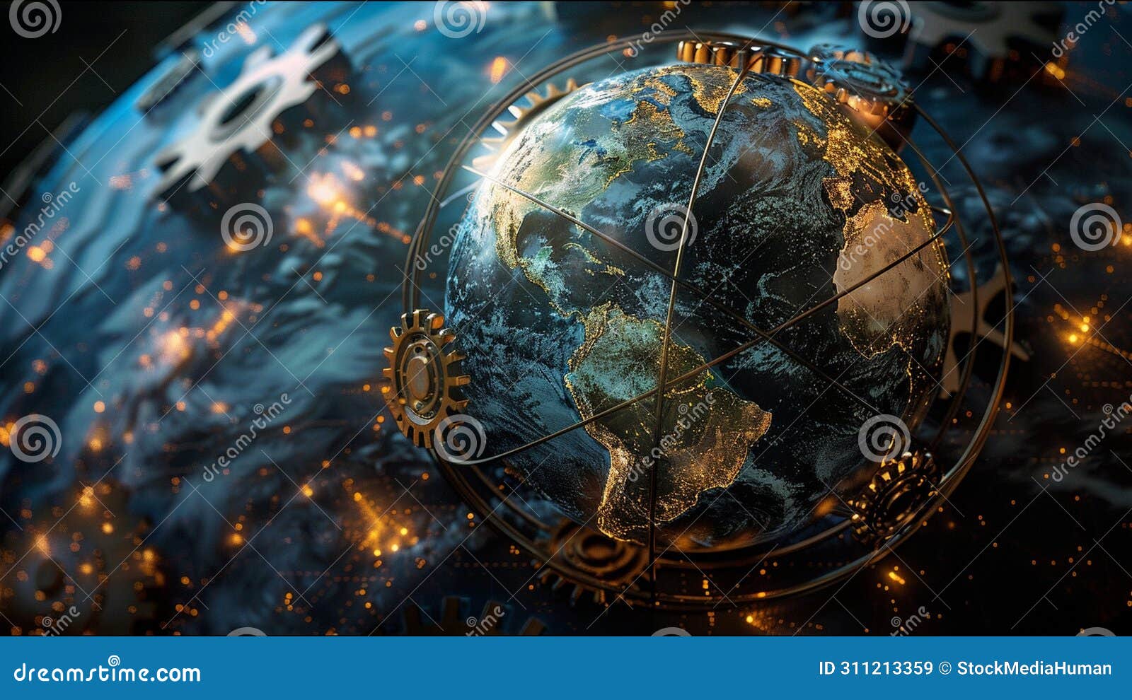 Globe Earth Interconnected Global Visualization Whole Planet Stock ...