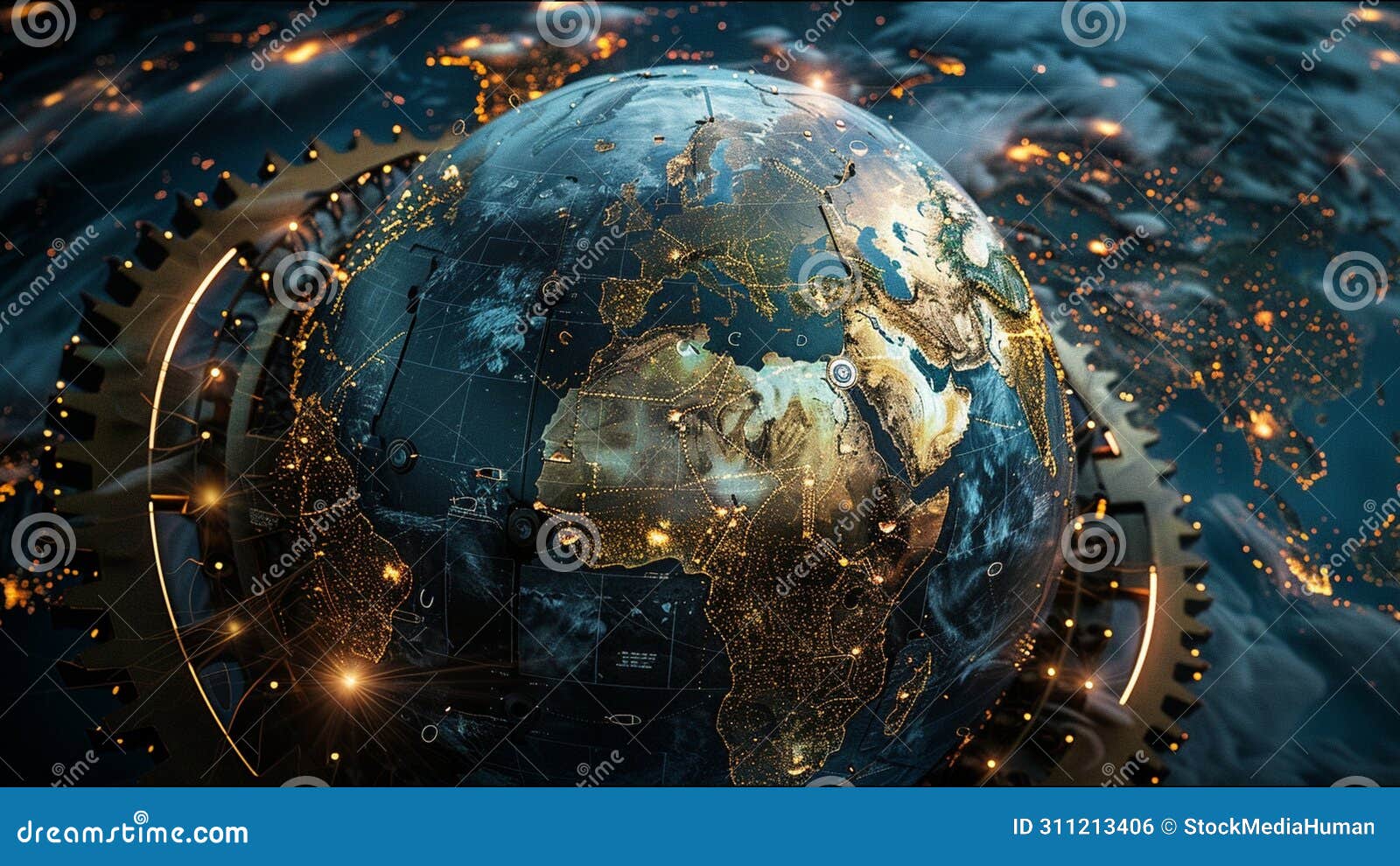 Globe Earth Interconnected Global Visualization Whole Planet Stock ...