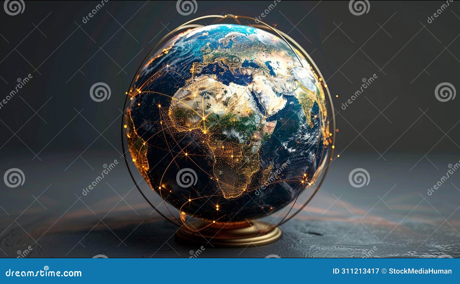 Globe Earth Interconnected Global Visualization Whole Planet Stock ...