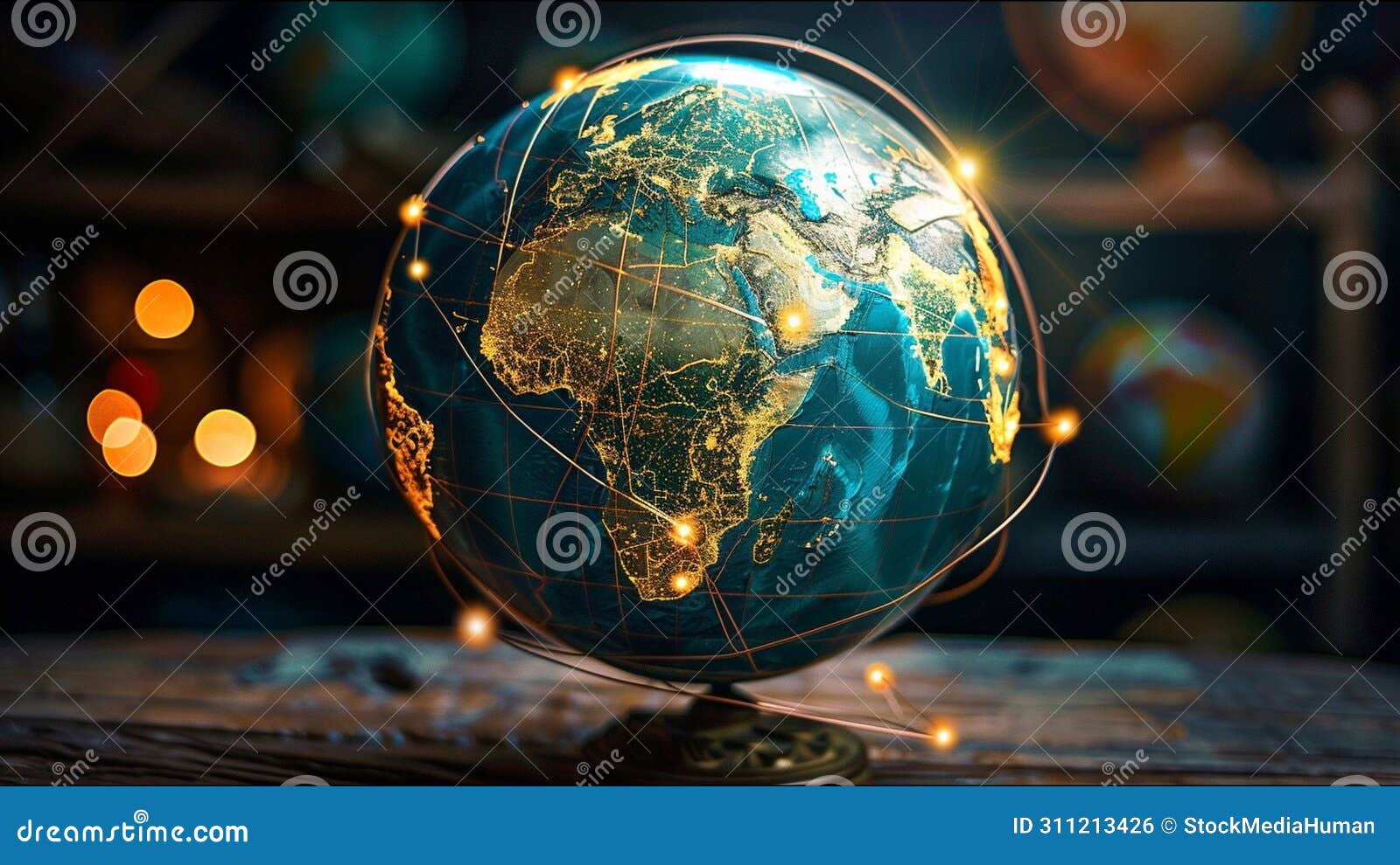 Globe Earth Interconnected Global Visualization Whole Planet Stock ...