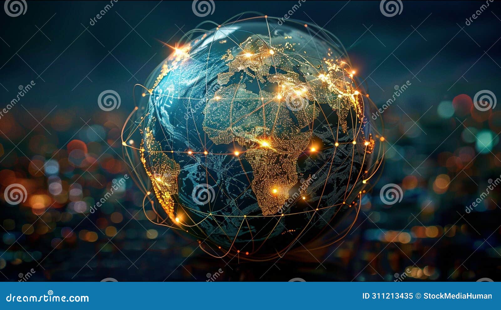 Globe Earth Interconnected Global Visualization Whole Planet Stock ...