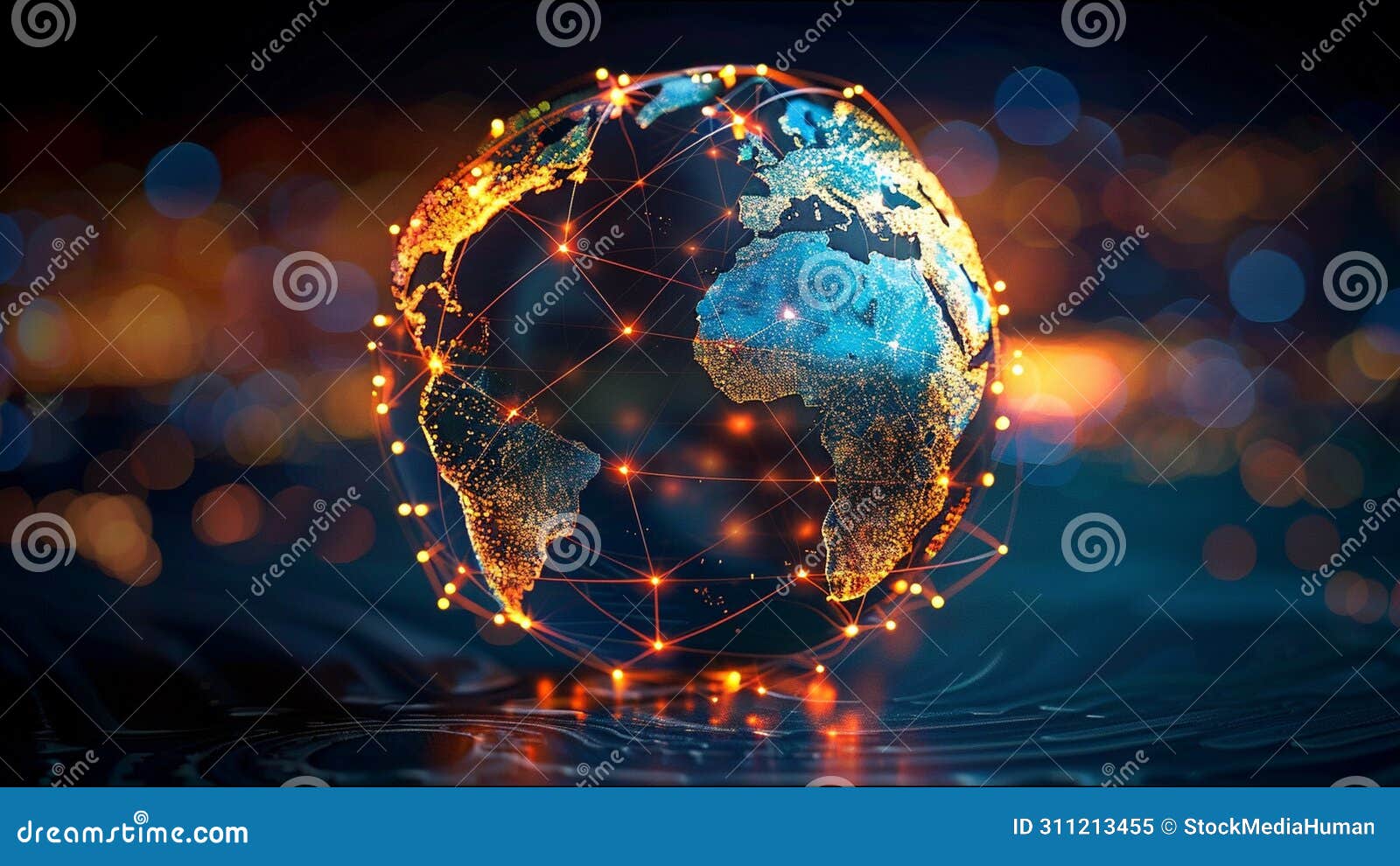 Globe Earth Interconnected Global Visualization Whole Planet Stock ...