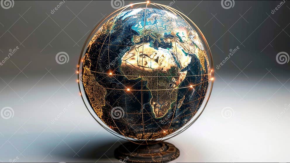 Globe Earth Interconnected Global Visualization Whole Planet Stock ...