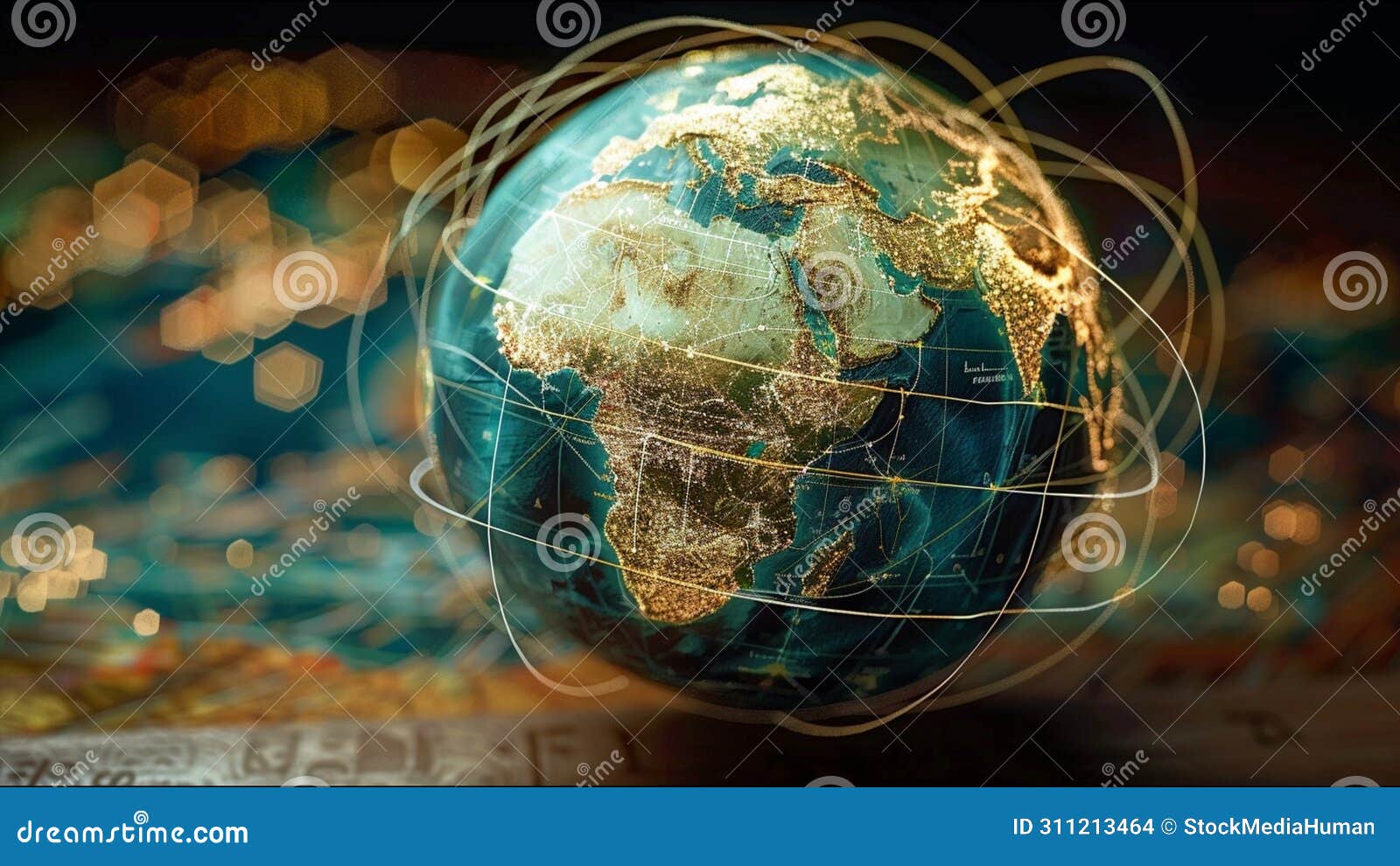 Globe Earth Interconnected Global Visualization Whole Planet Stock ...