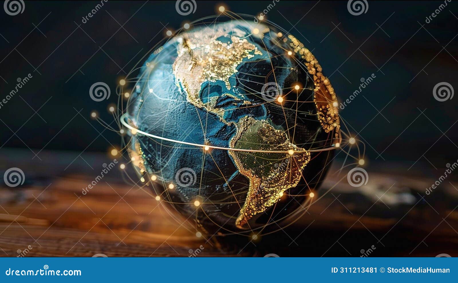 Globe Earth Interconnected Global Visualization Whole Planet Stock ...