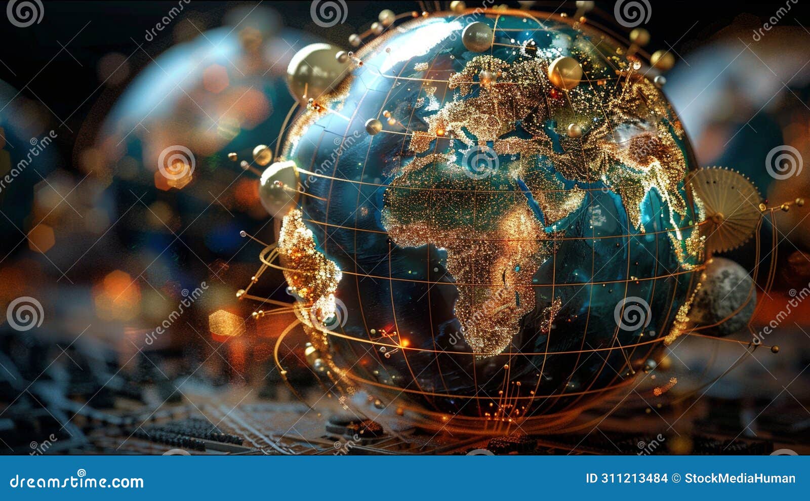 Globe Earth Interconnected Global Visualization Whole Planet Stock ...