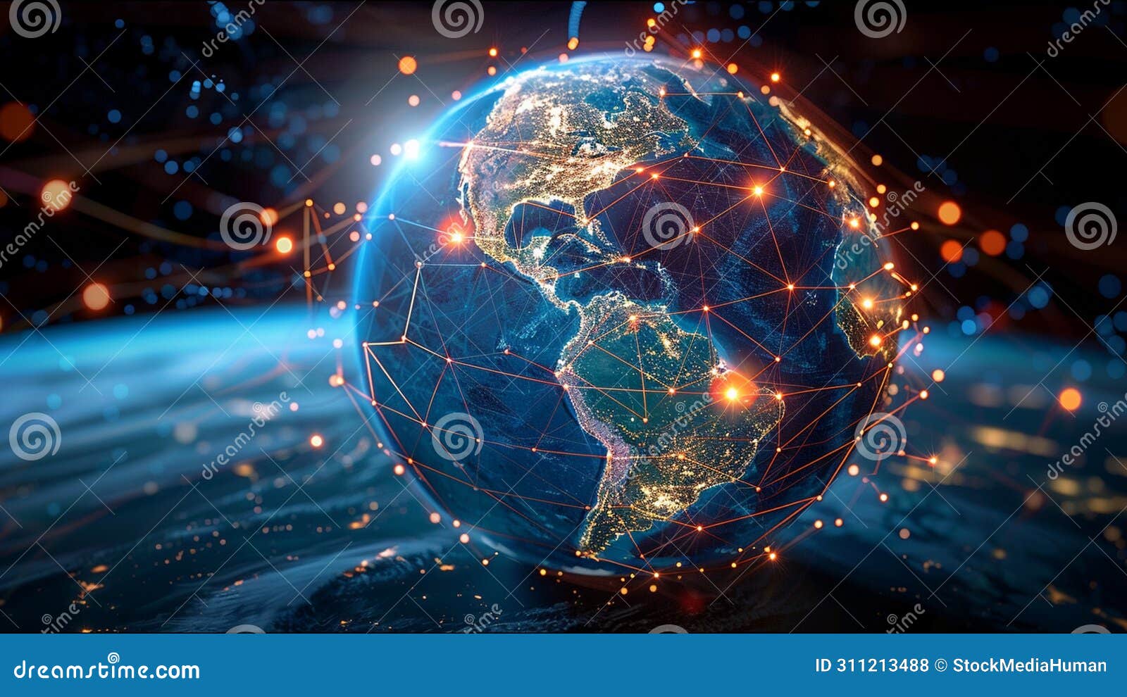 Globe Earth Interconnected Global Visualization Whole Planet Stock ...
