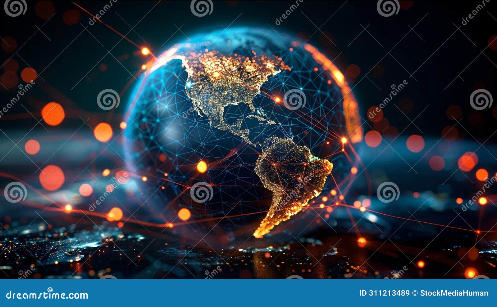Globe Earth Interconnected Global Visualization Whole Planet Stock ...